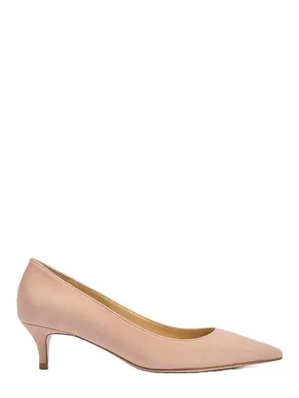 Marion Parke Classic Suede Kitten Heel Pumps - Natural