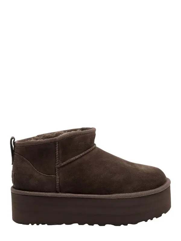UGG Classic Ultra Mini Suede Flatform Boots - Brown