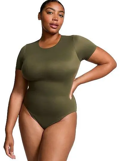 Victoria's Secret Bodywear Victoria With Feathersoft™ Innovation Short-sleeve Bodysuit - Green