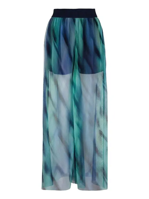 Armani Exchange Abstract-print Wide-leg Trousers - Blue