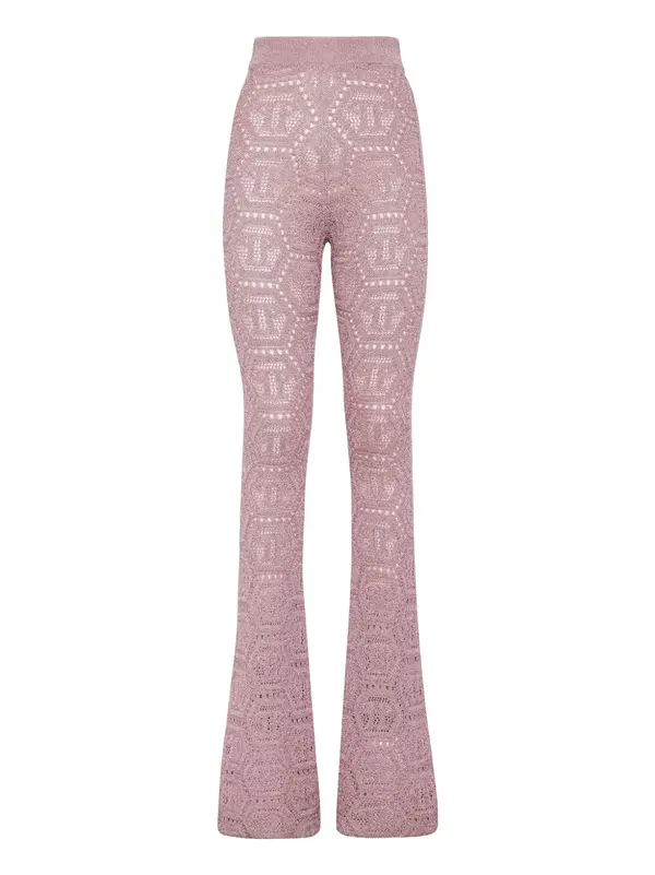 Philipp Plein Monogram-pattern Open-knit Trousers - Pink
