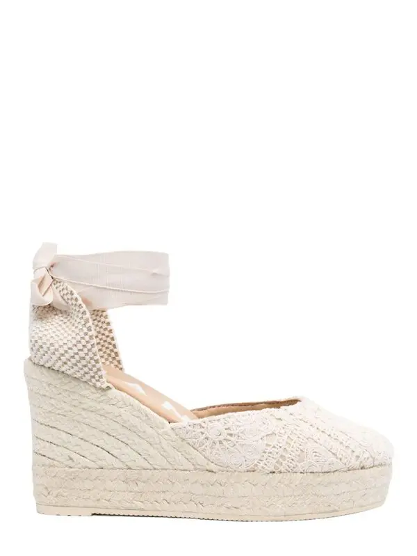 Manebí Yucatán Crochet Cotton Wedge Espadrilles - White