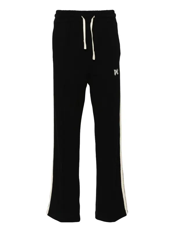 Palm Angels Monogram-embroidered Piqué-weave Trousers - Black