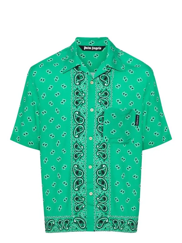 Palm Angels Paisley-print Poplin Shirt - Green