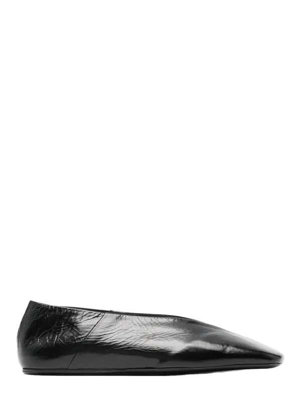 JIL SANDER Square-toe Leather Ballerina Shoes - Black