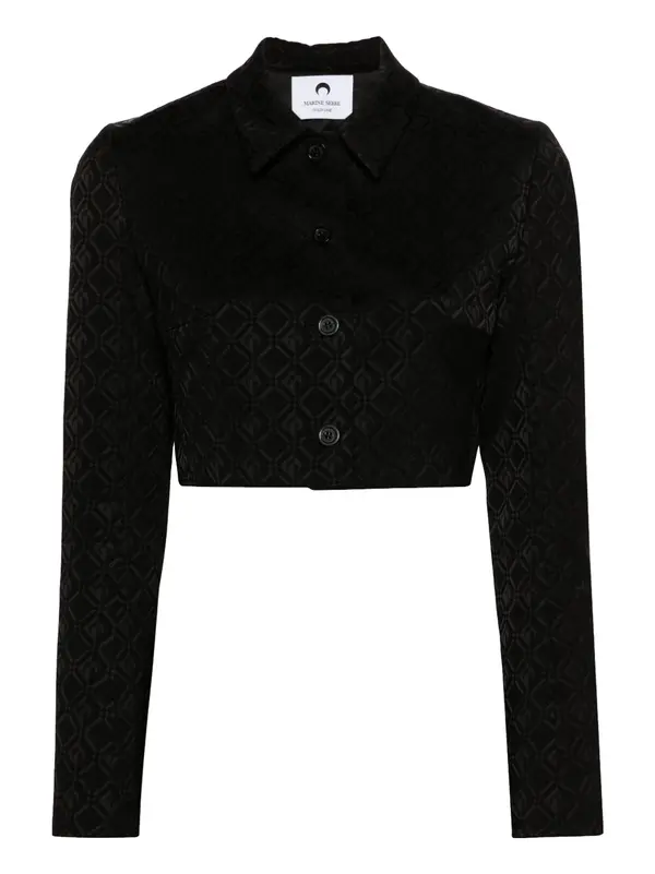 MARINE SERRE Moon Diamant-jacquard Cropped Jacket - Black