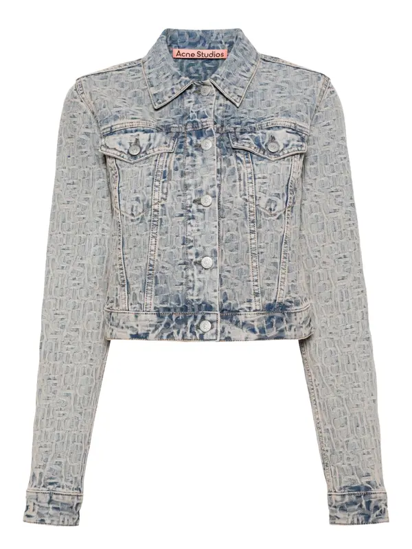 Acne Studios Monogram-jacquard Denim Jacket - Blue