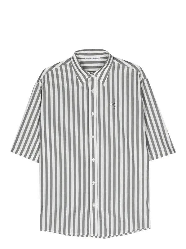 Acne Studios Logo-embroidered Striped Shirt - Black