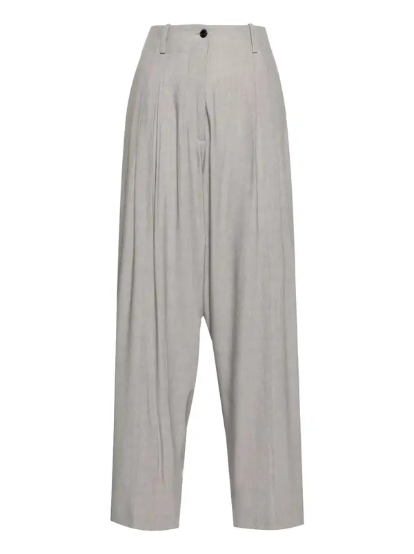 QUIRA Pleat-detail Wide-leg Trousers - Grey