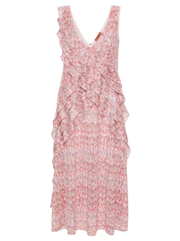 Missoni Zigzag Ruffled Midi Dress - Pink