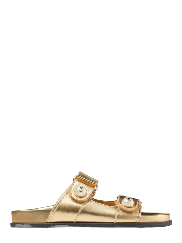 JIMMY CHOO Leather Fayence Sandals - Gold