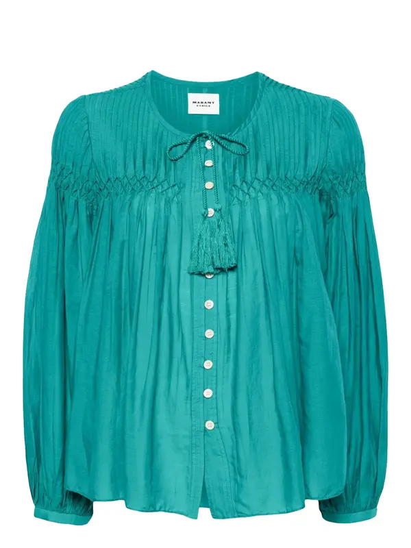 MARANT ETOILE Abadi Pintuck Blouse - Green