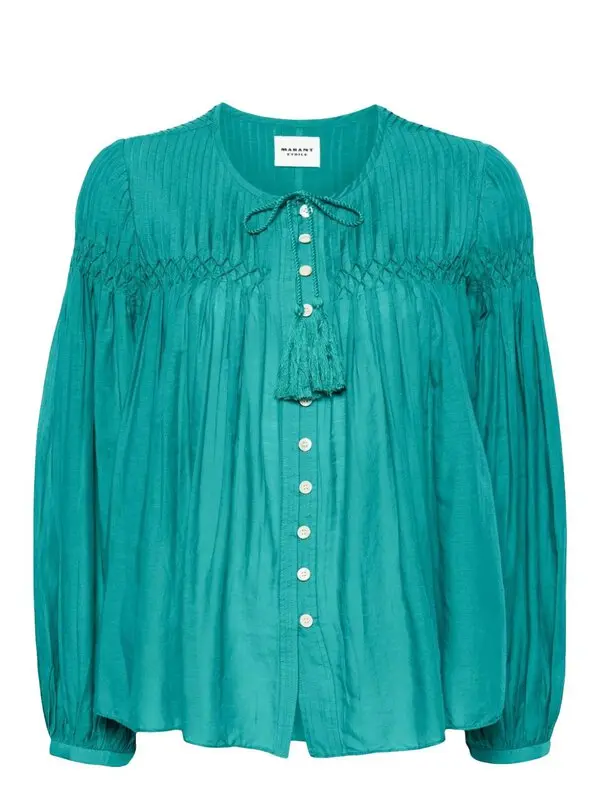MARANT ETOILE Abadi Pintuck Blouse - Green