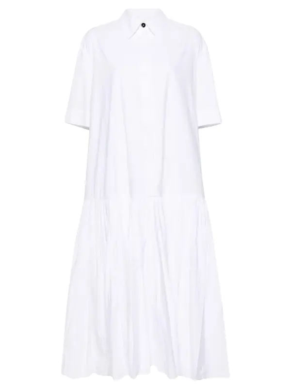 JIL SANDER Drop-waist Cotton Shirtdress - White