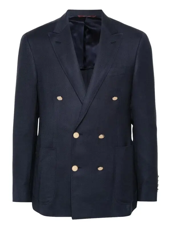 Canali Double-breasted Wool Blazer - Blue