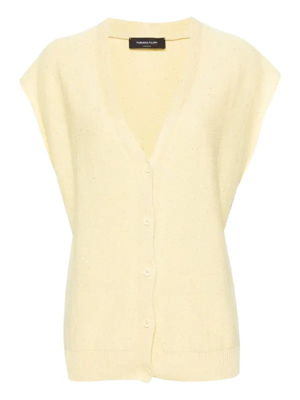 Fabiana Filippi Sequined V-neck Vest - Yellow