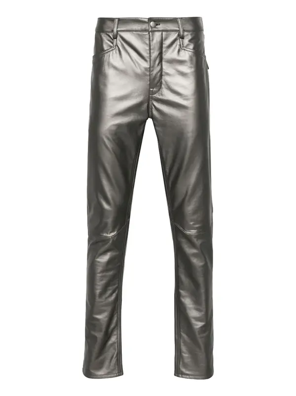 Rick Owens Leather Tapered Trousers - Silver