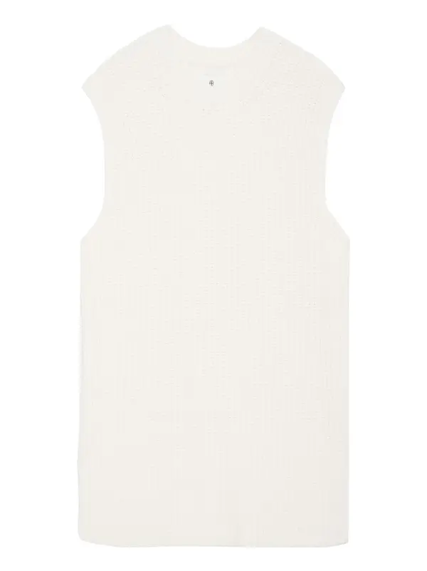 ANINE BING Olivier Cable-knit Vest - White