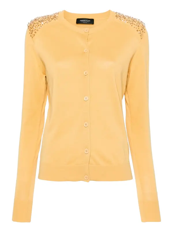 Fabiana Filippi Bead-embellished Knitted Cardigan - Yellow