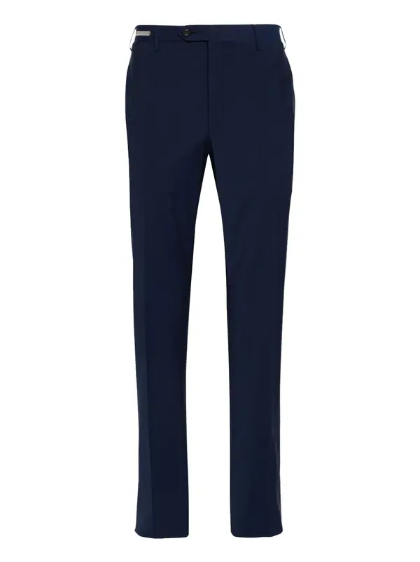 Corneliani Tapered Virgin Wool Trousers - Blue