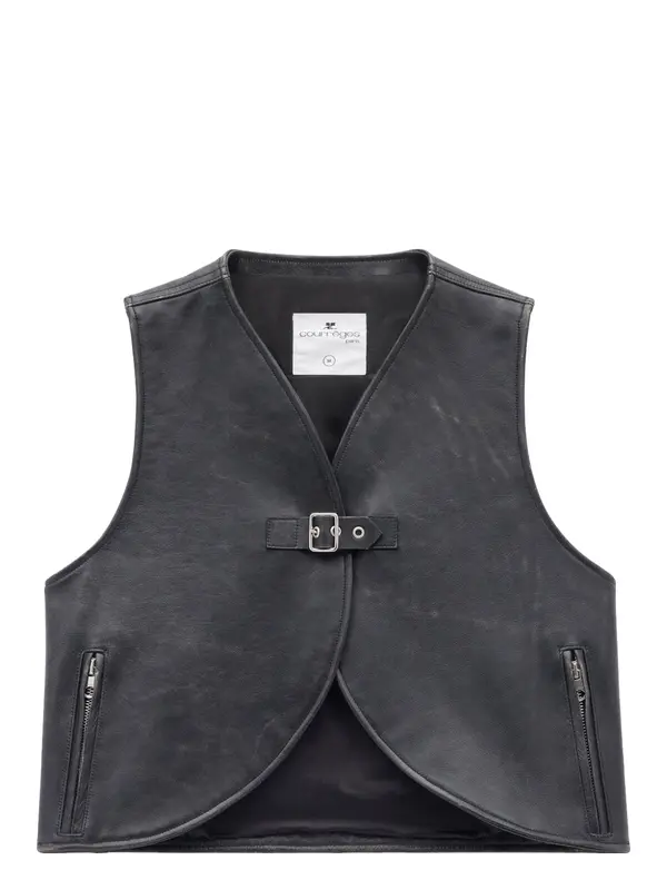 COURREGES Ellipse Leather Vest - Black