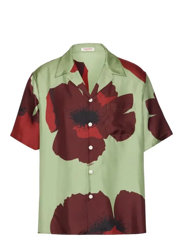 Valentino Garavani Flower Portrait-print Bowling Shirt - Green