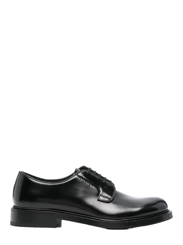 Prada Logo-debossed Leather Oxford Shoes - Black
