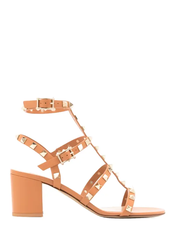 Valentino Garavani Stud-embellished Buckled Sandals - Orange