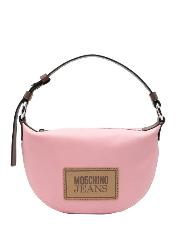 Moschino Logo-patch Leather Shoulder Bag - Pink