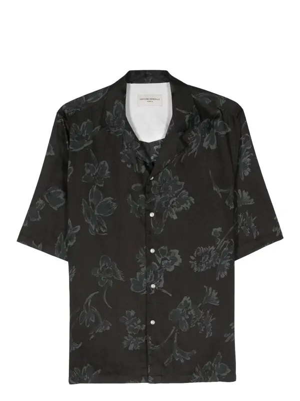 Officine Générale Eren Floral-print Shirt - Black