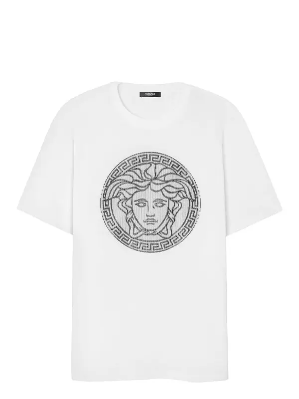 Versace Medusa Sliced Cotton T-shirt - White