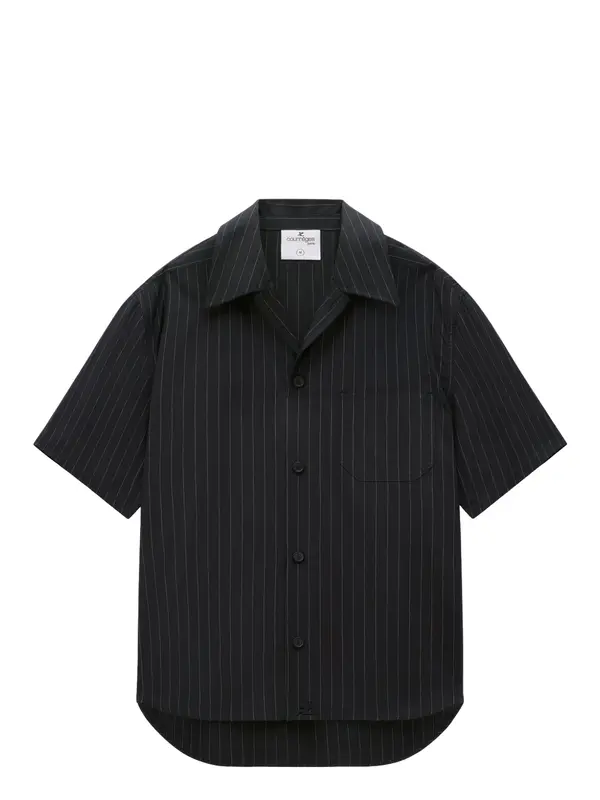 COURREGES Pinstriped Cotton Shirt - Black