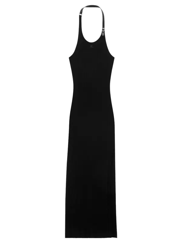 COURREGES Ribbed-knit Maxi Dress - Black