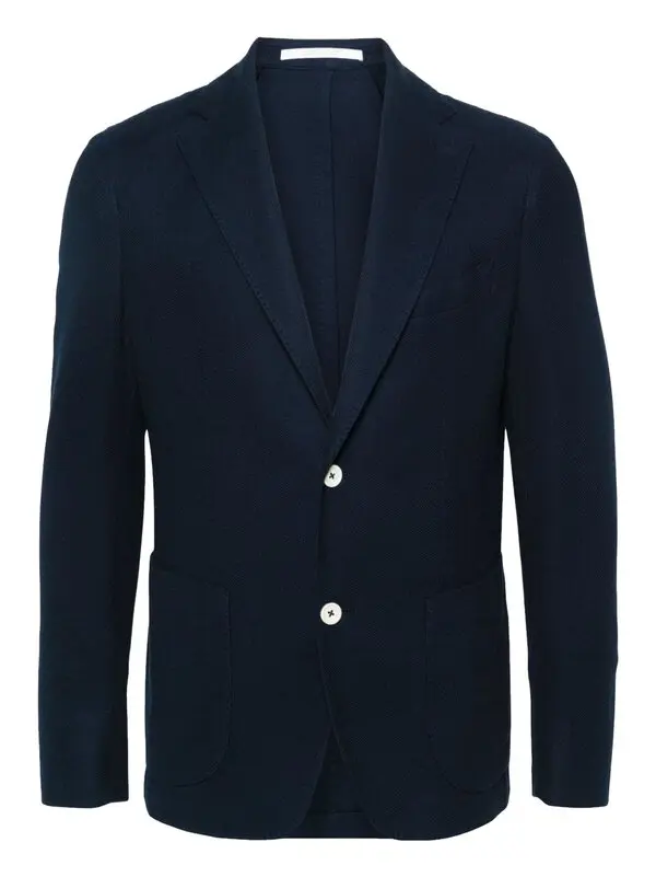 Eleventy Honeycomb-knit Cotton Blazer - Blue