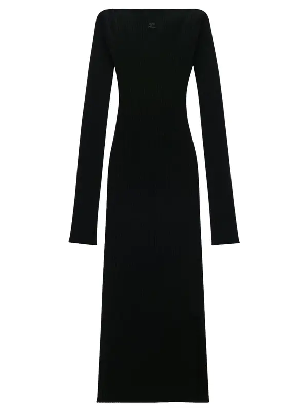 COURREGES Off-shoulder Jersey Dress - Black