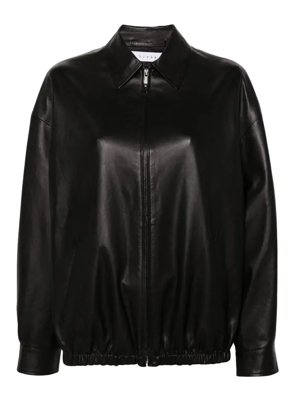 LISKA Zip-up Leather Jacket - Black