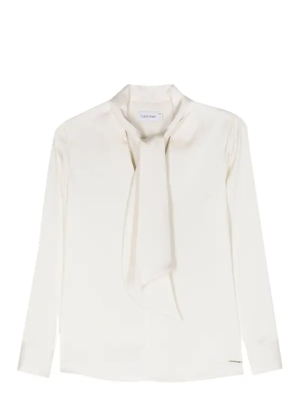 Calvin Klein Pussy-bow Collar Satin Blouse - Neutrals