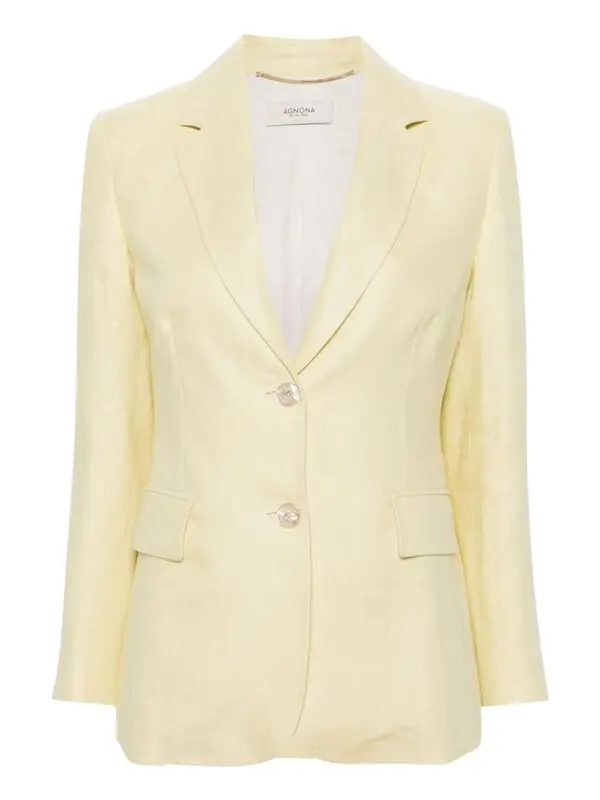 Agnona Single-breasted Linen Blazer - Yellow