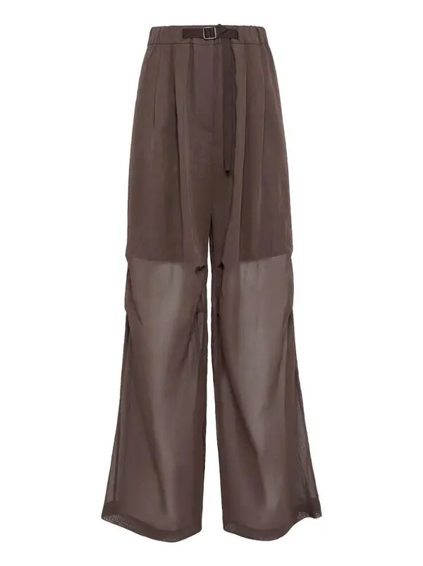 Brunello Cucinelli Semi-sheer Wide-leg Trousers - Brown