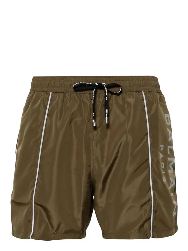 Balmain Logo Swim Shorts - Green