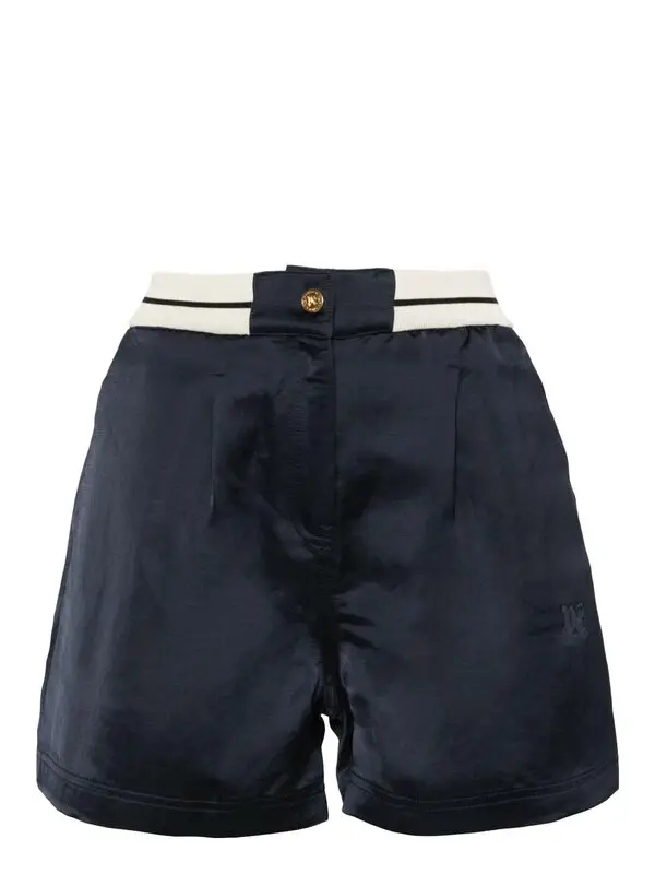 Palm Angels Monogram-embroidered Satin-weave Shorts - Blue