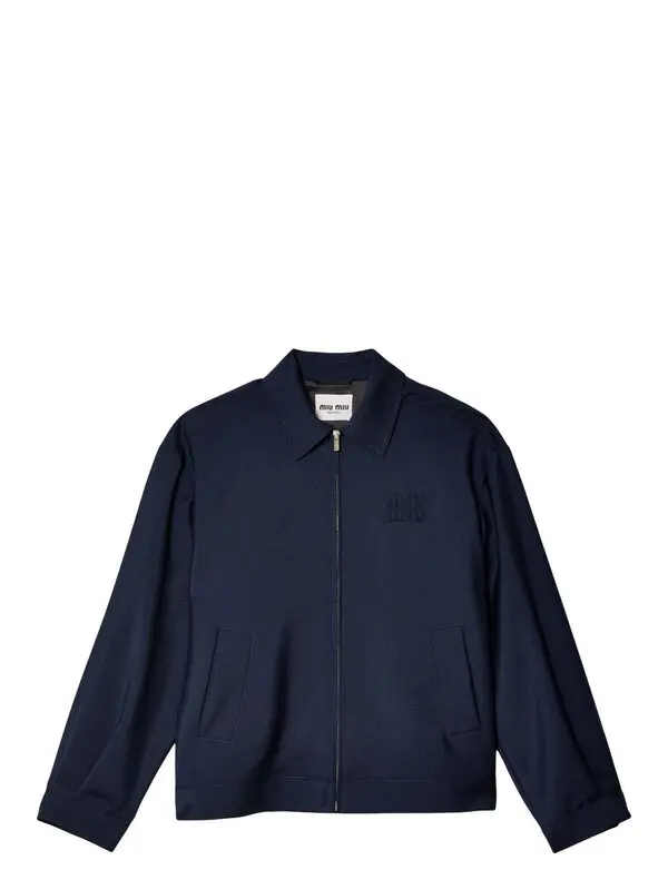 Miu Miu Blouson Logo-embroidered Jacket - Blue