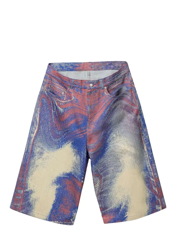 Camper Swirl-print Denim Shorts - Purple