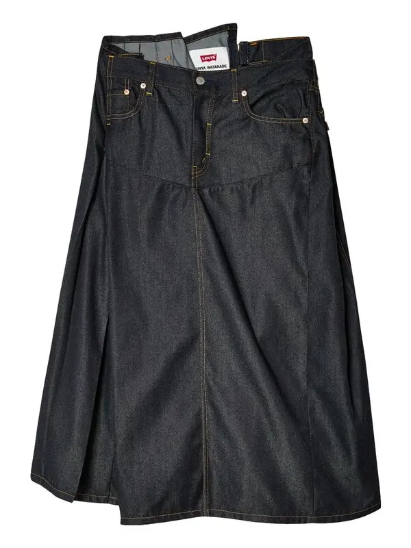Junya Watanabe Asymmetric Denim Midi Skirt - Blue
