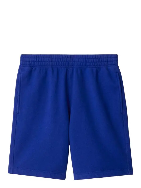 Burberry Equestrian Knight Appliqué Cotton Shorts - Blue