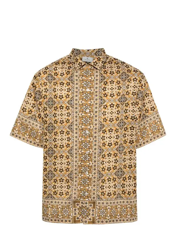 Etro Mosaic-print Cotton Shirt - Neutrals