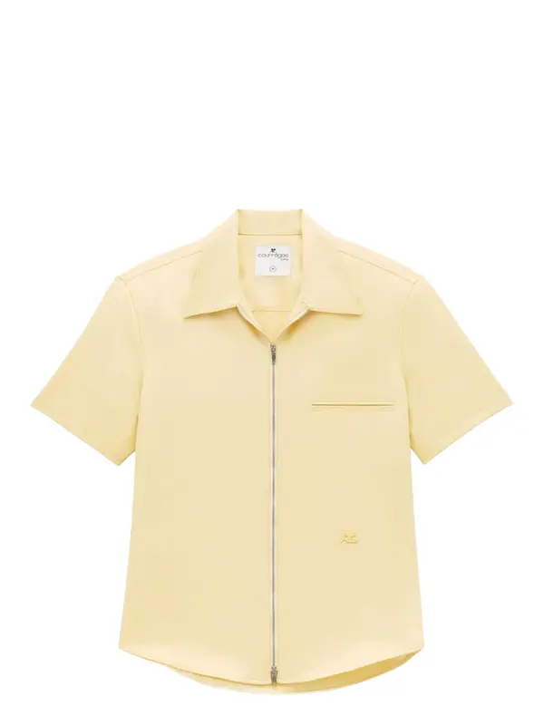 COURREGES Logo-appliqué Twill Shirt - Neutrals
