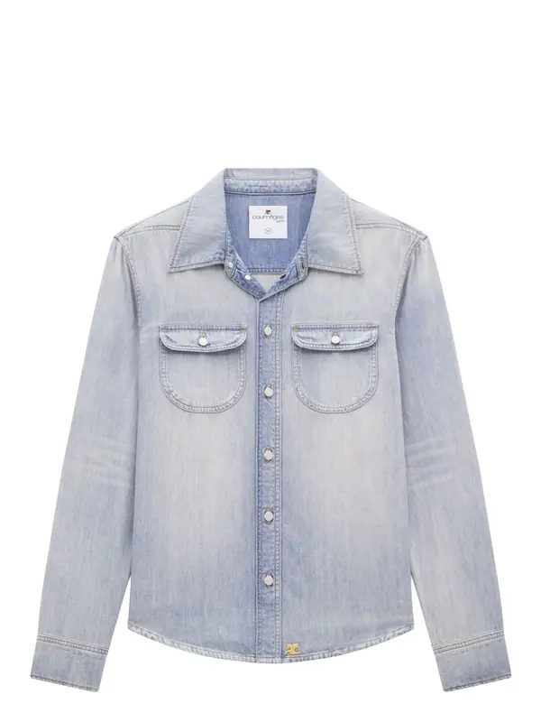 COURREGES Logo-appliqué Denim Shirt - Blue
