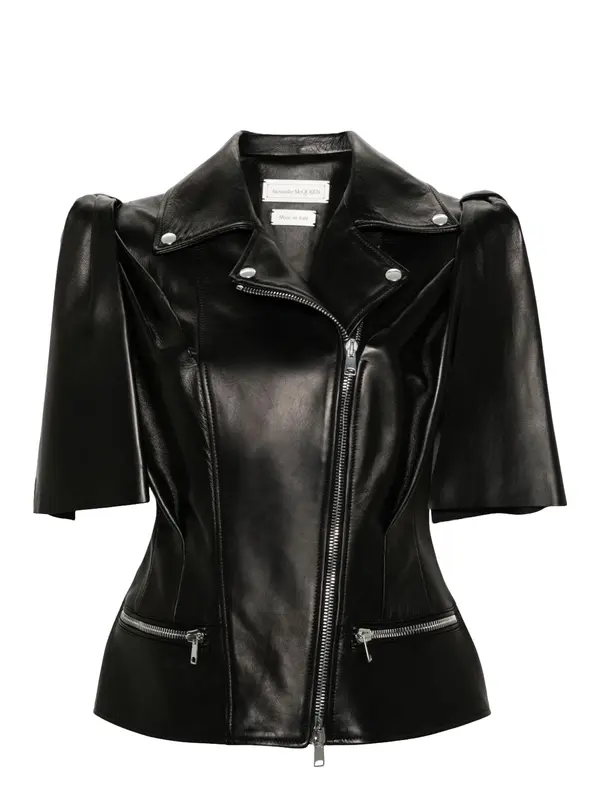 Alexander McQueen Knotted Bow Leather Biker Vest - Black