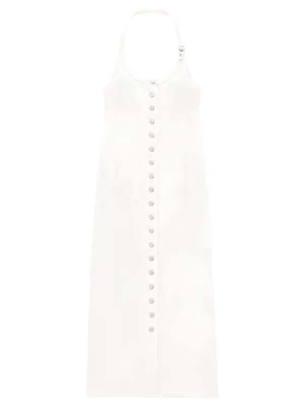 COURREGES Halterneck Denim Dress - White